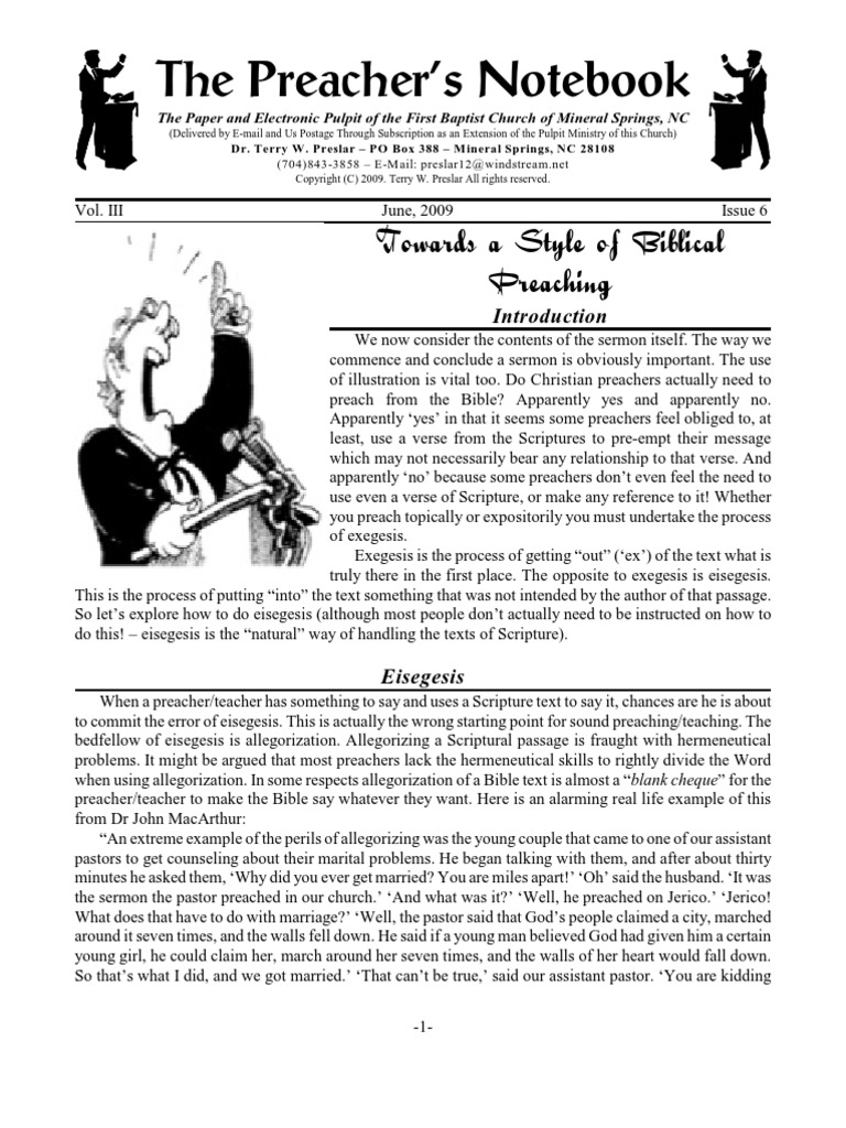 The Preacher's Notebook: Towards A Style of Biblical Preaching | PDF ...
