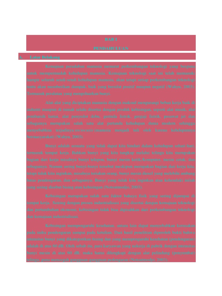 Contoh Laporan Kebisingan | PDF | Seni | Teknologi & Rekayasa