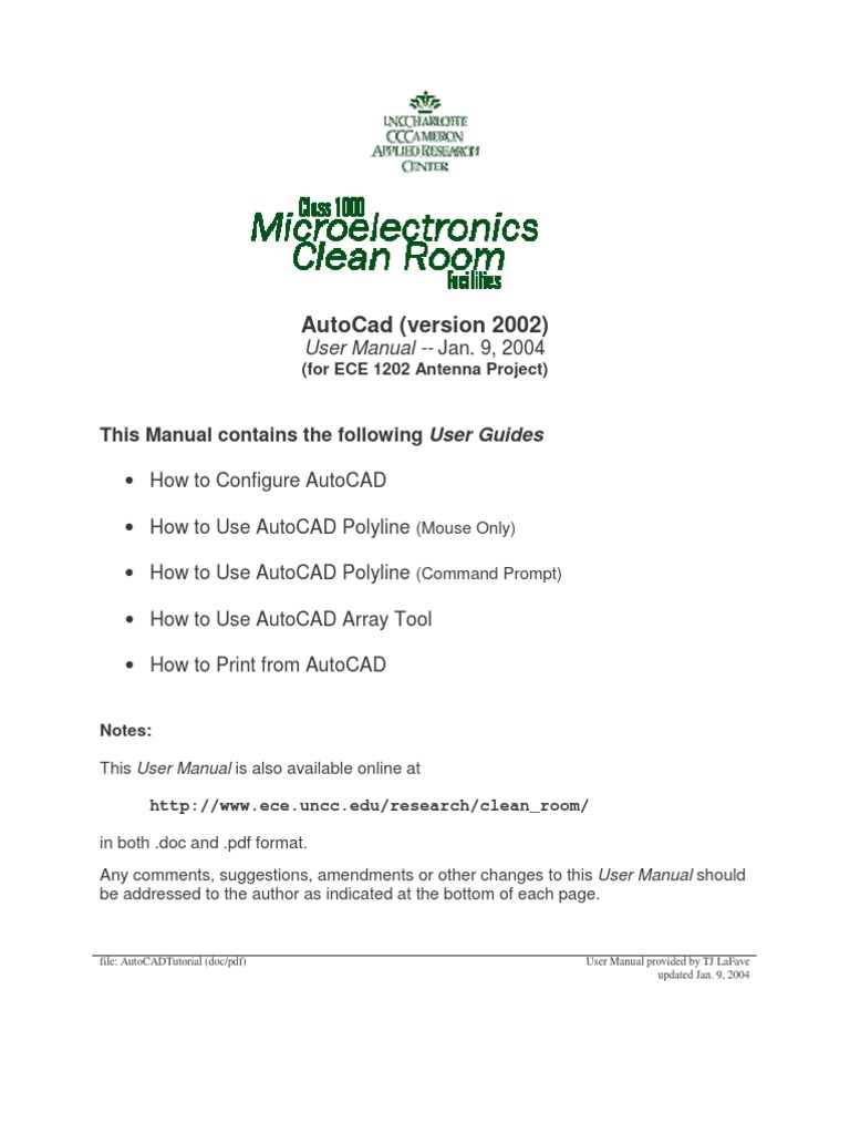 Autocad (Version 2002) : This Manual Contains The Following | Download ...