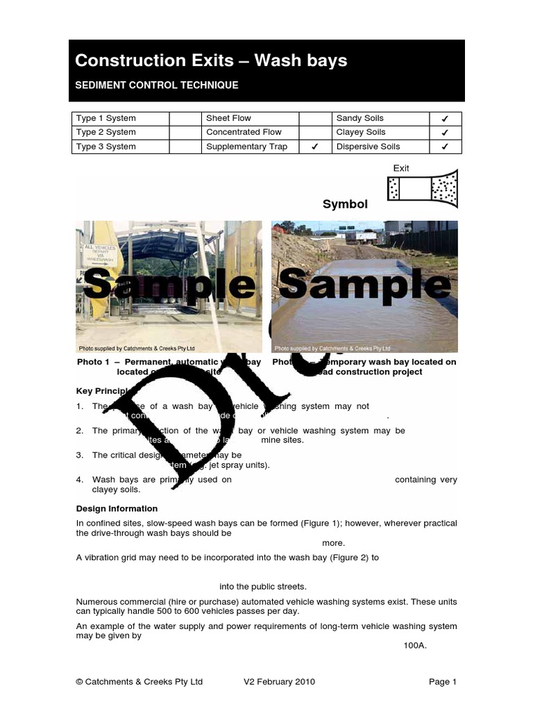 Construction Site Wash Bays Guide | PDF | Erosion | Sediment