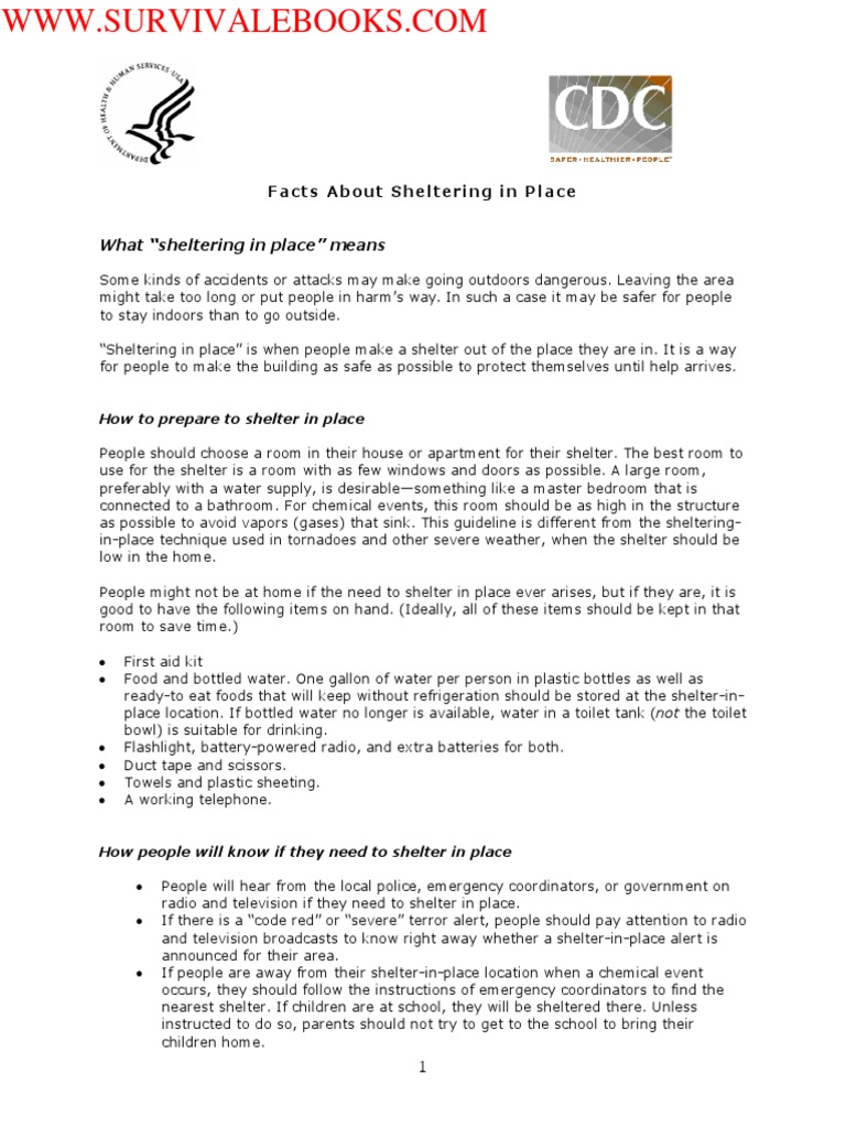 2004 CDC Sheltering Facts 2p | PDF | Wellness | Medical