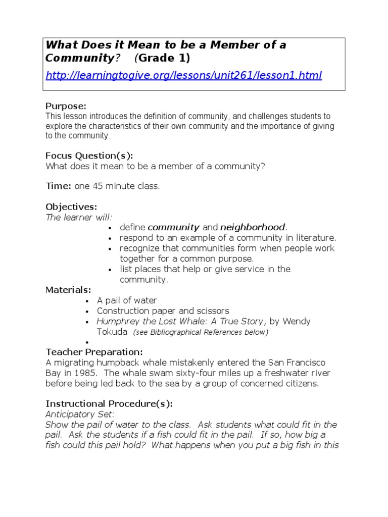 Understanding Community for Grade 1 | PDF | Learning | Cognition