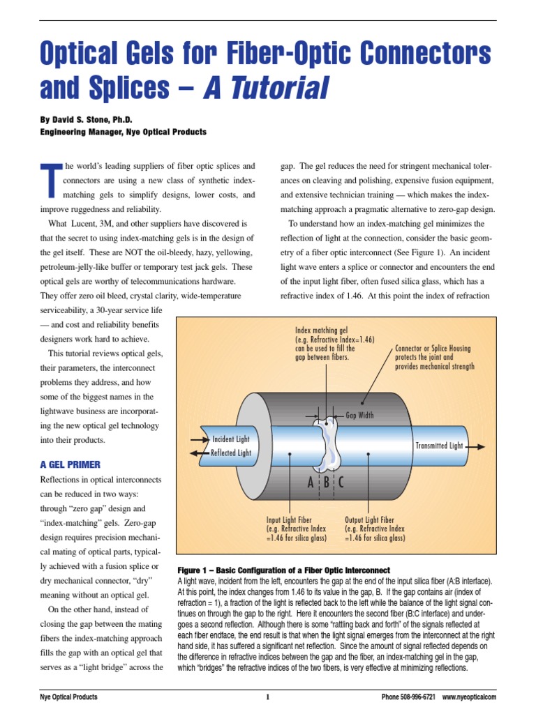 Tutorial of Optical Gels For Fiber-Optic Connectors and Splices | PDF ...