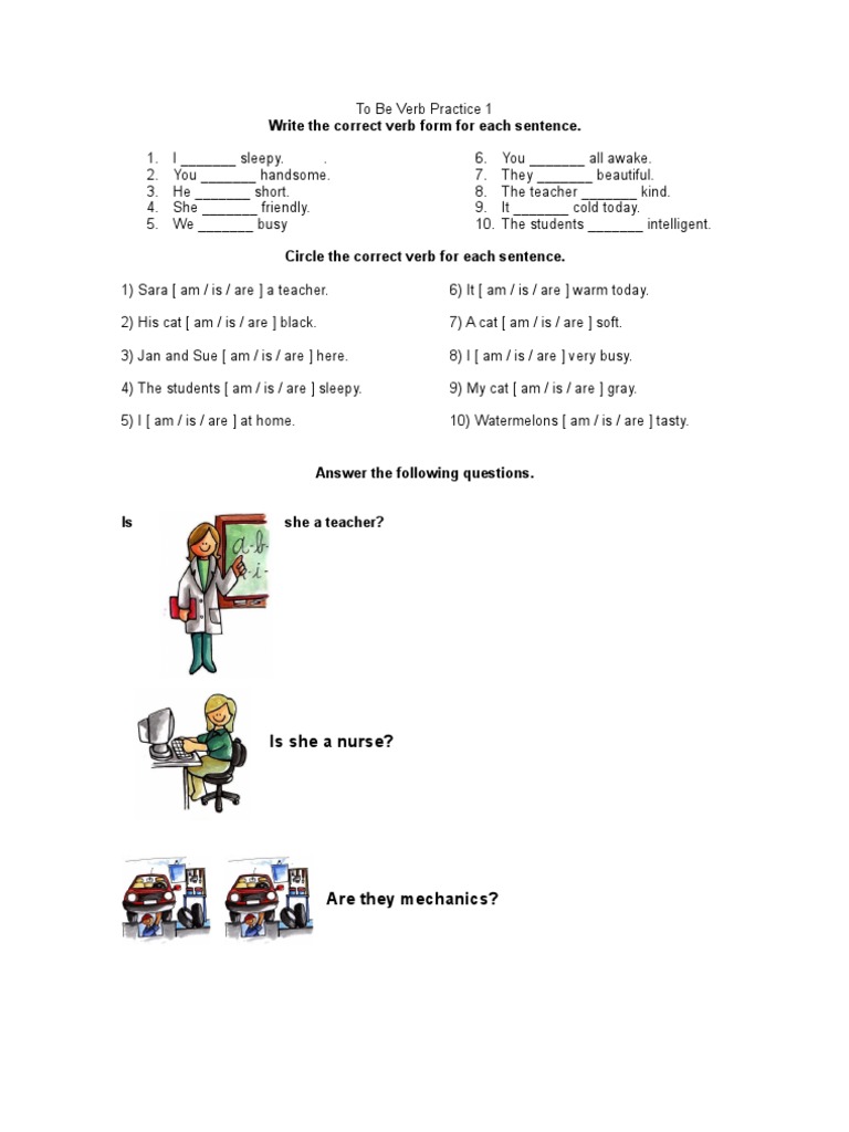 Homework 1, Verb To Be Practice | PDF