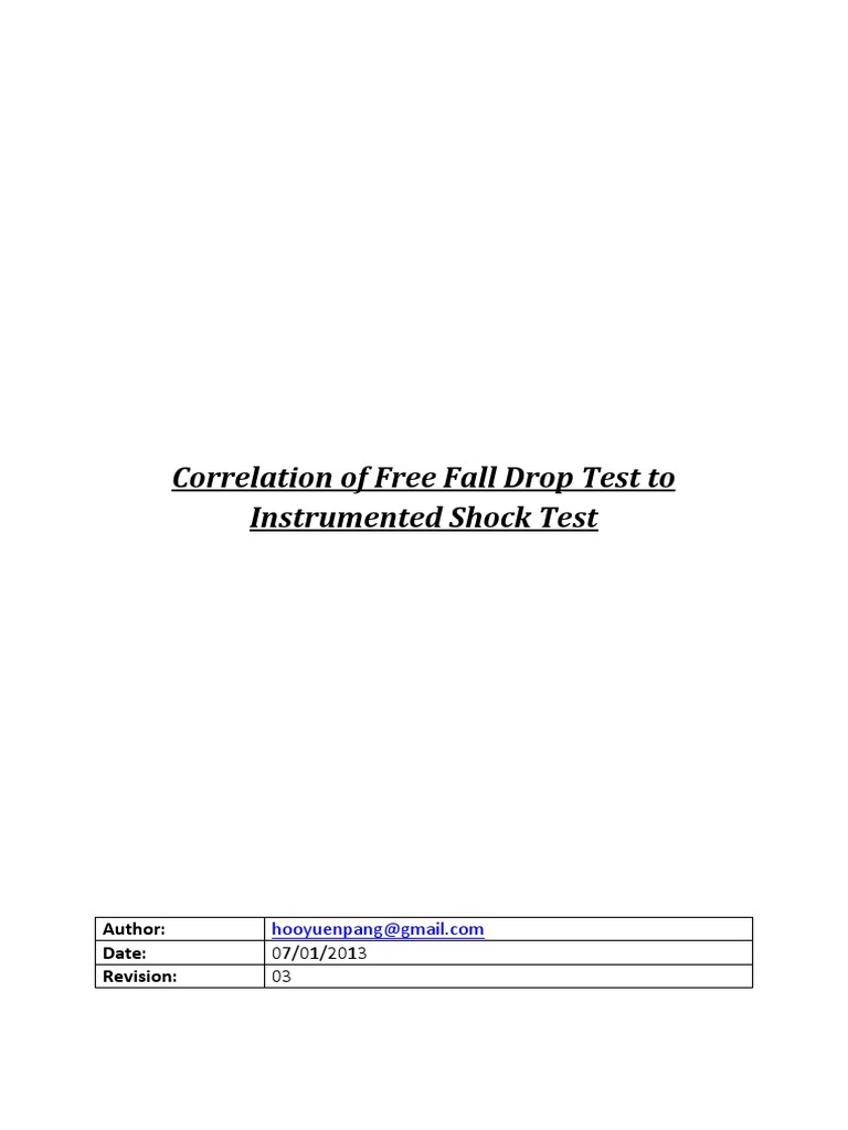 Correlation of Free Fall Drop To Instrumented Shock | PDF | Motion ...