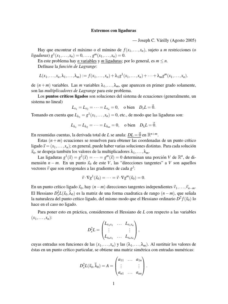 Multiplicadores de Lagrange | PDF | Conceptos matemáticos | Análisis funcional