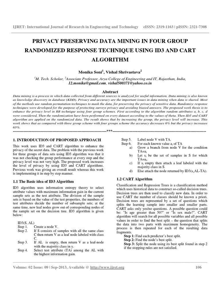 Ijret - Privacy Preserving Data Mining in Four Group Randomized ... Ijret - Privacy Preserving Data Mining in Four Group Randomized ...