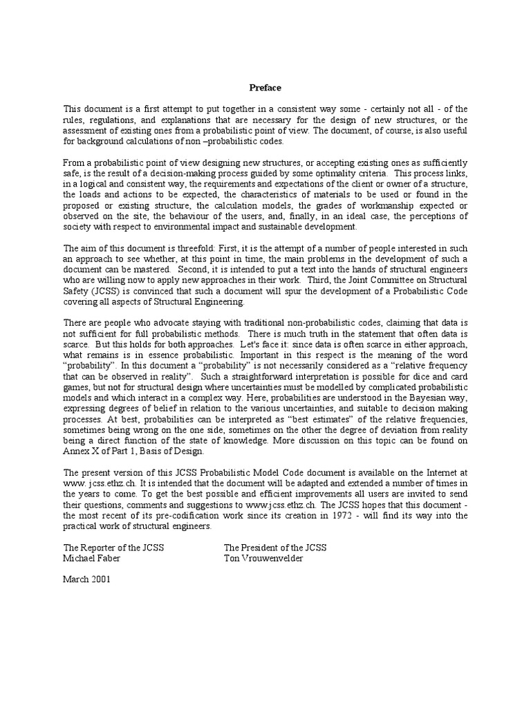 Probabilistic Model Code Jcss Pmc2000 | PDF | Reliability Engineering | Deformation (Engineering)