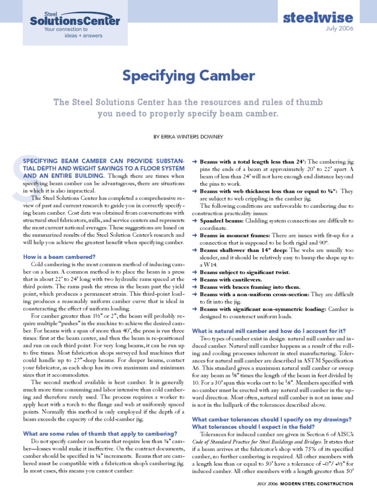 Specifying Beam Camber Guidelines | PDF | Home & Garden | Computers