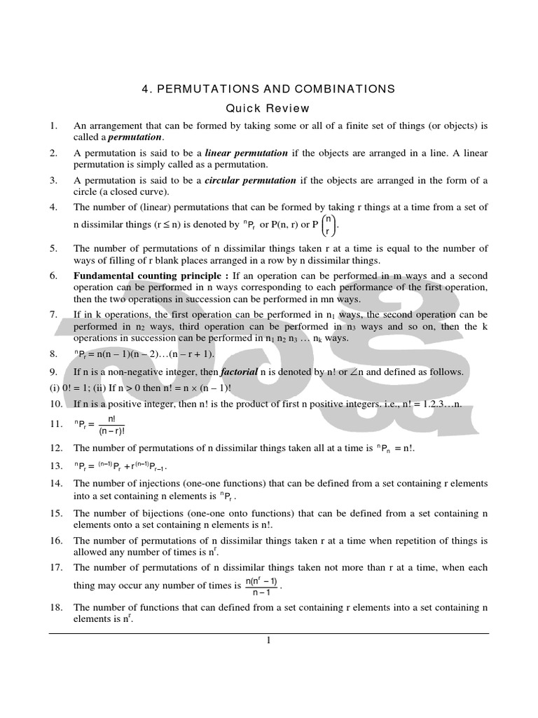 Iia 4 Permutations And Combinations Pdf Permutation Line Geometry