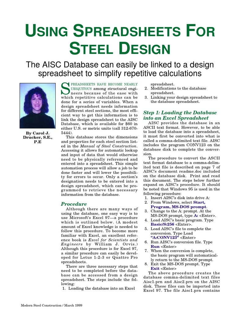 Using Spreadsheets For Steel Design | PDF | Spreadsheet | Microsoft Excel