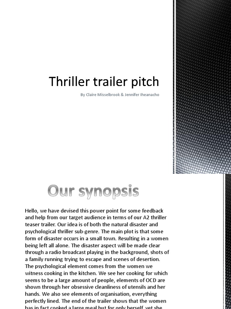 Thriller Trailer Pitch | PDF | Leisure