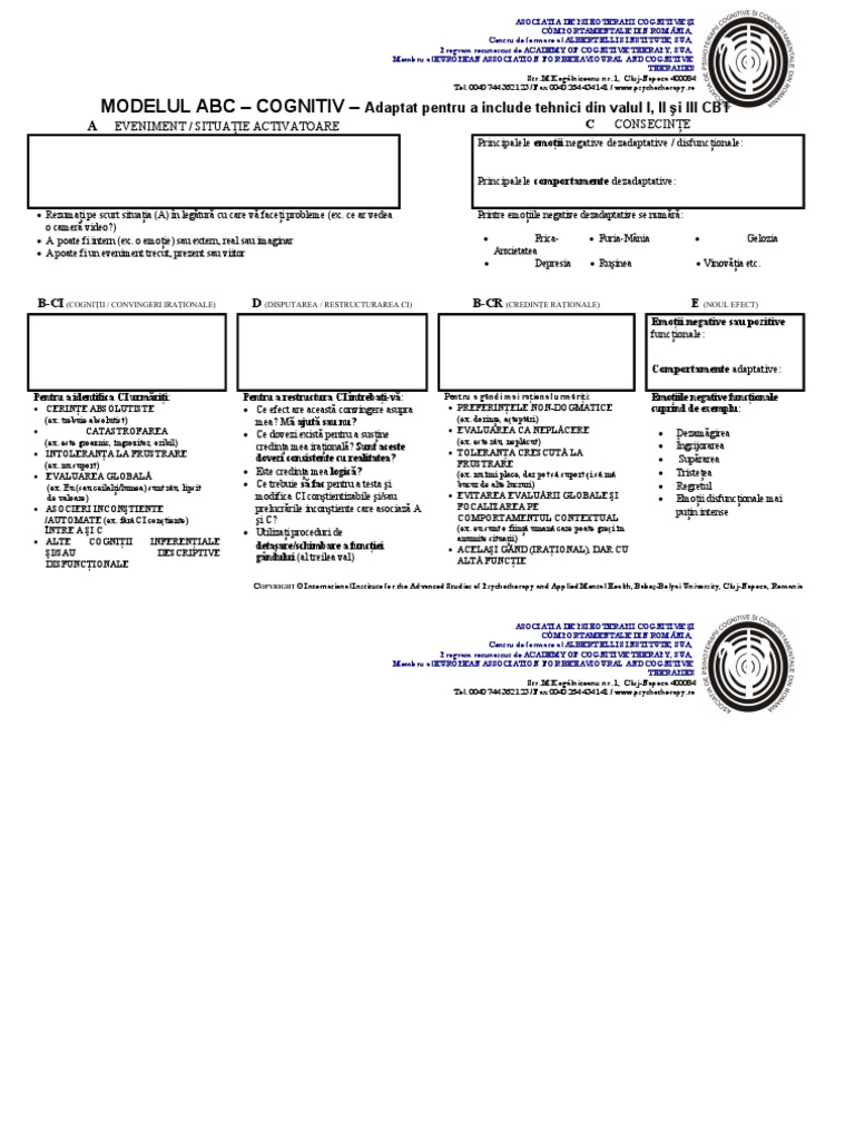 Modelele ABC Cognitiv-Val I II Si III(1) | Personal Development ...