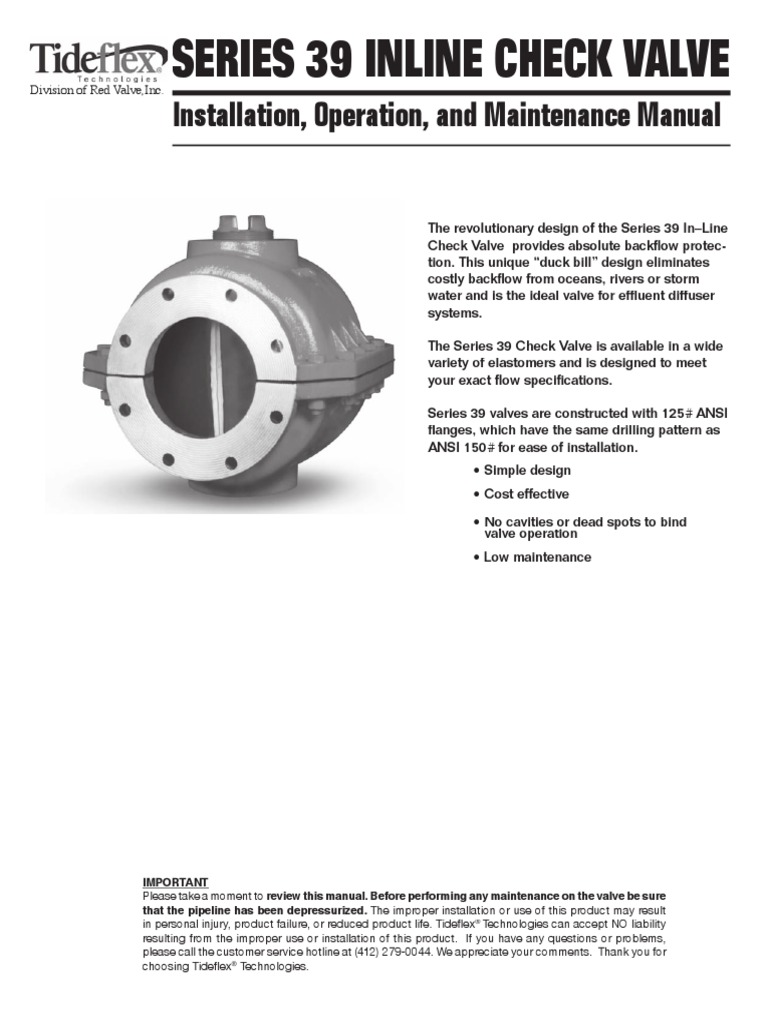 Series 39 Inline Check Valve: Installation, Operation, and Maintenance ...