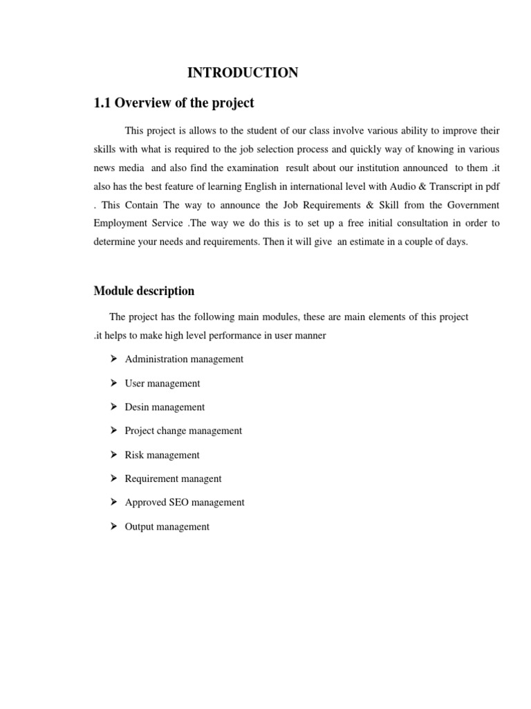 11 Overview Of The Project Module Description Pdf Java Script Cascading Style Sheets