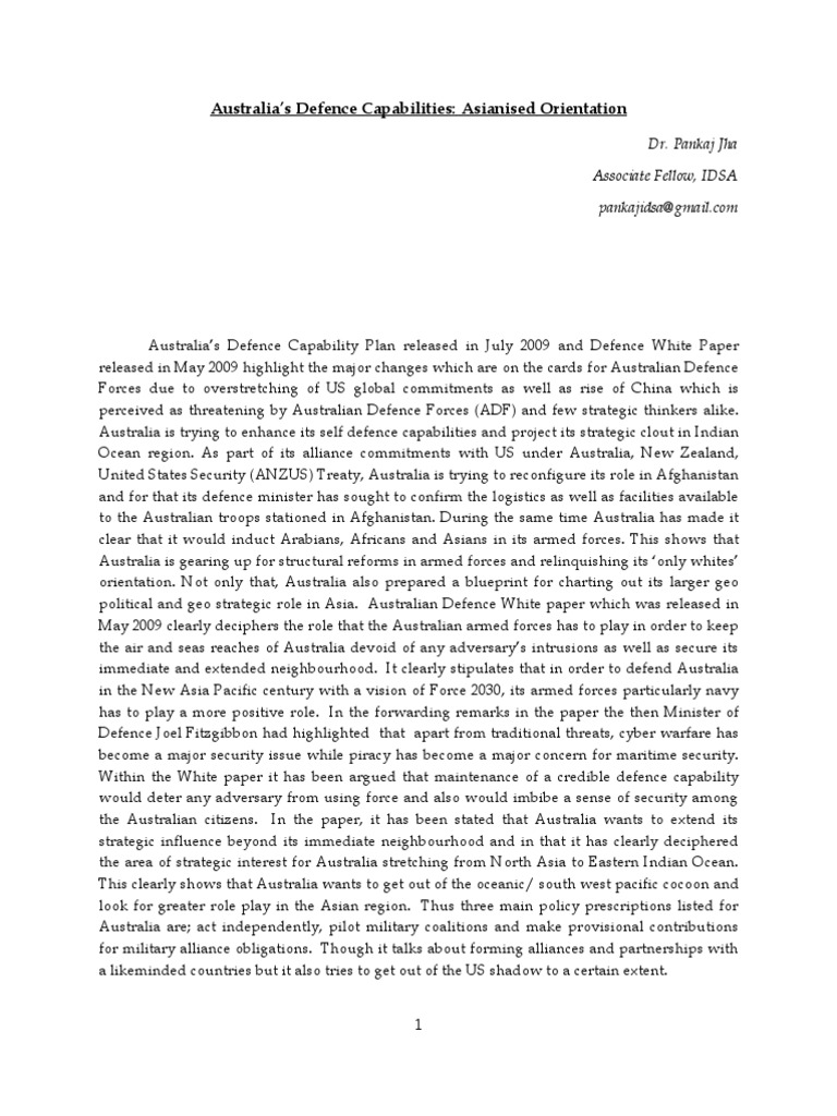 Australia’s Defence Strategy for Asia | PDF | Australian Defence Force ...