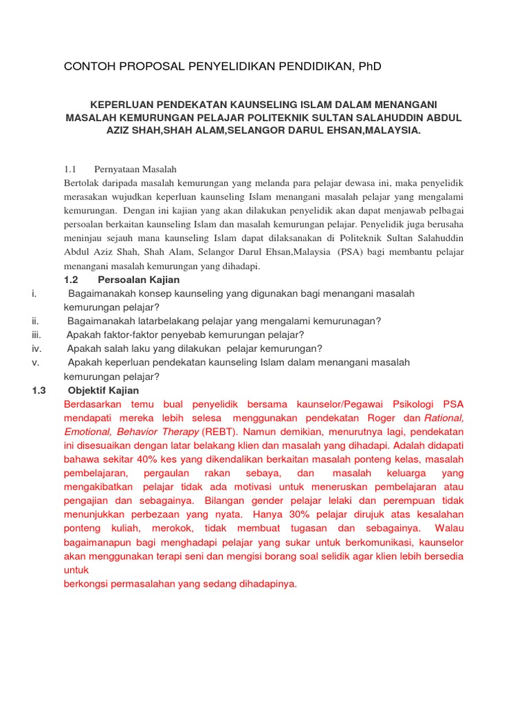 Contoh Proposal Penyelidikan Pendidikan | PDF