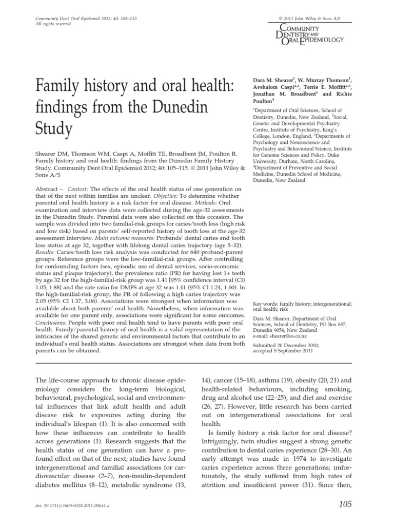 Family History and Oral Health | PDF | Human Tooth | Confounding