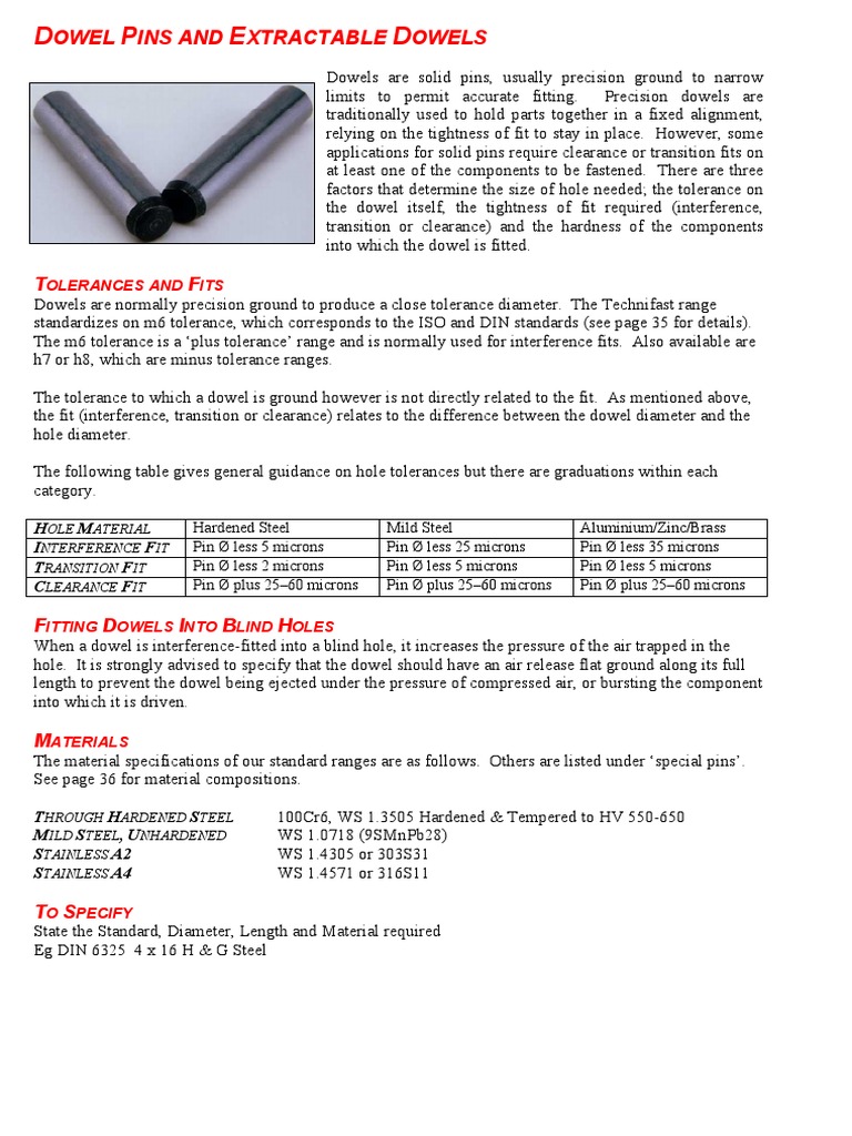 Precision Dowel Pin Guide | PDF | Engineering Tolerance | Steel