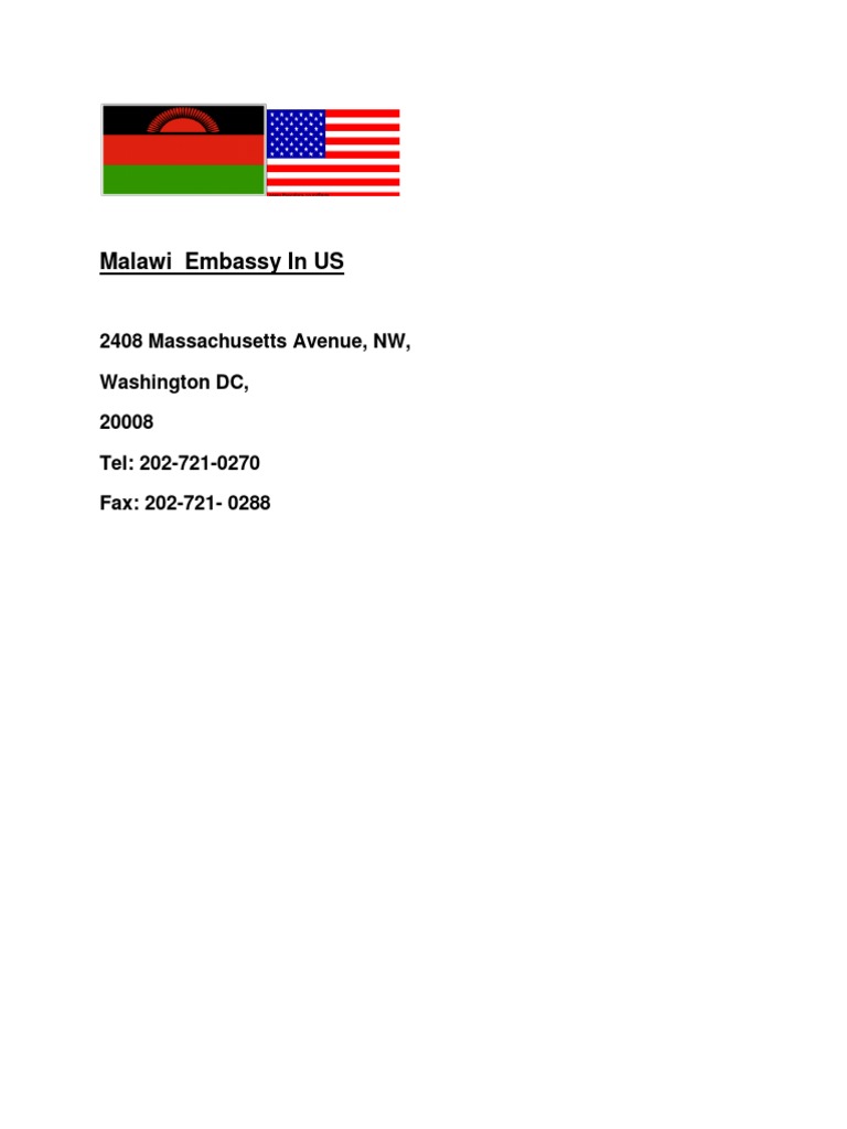 Malawi Embassy Contact Information | PDF