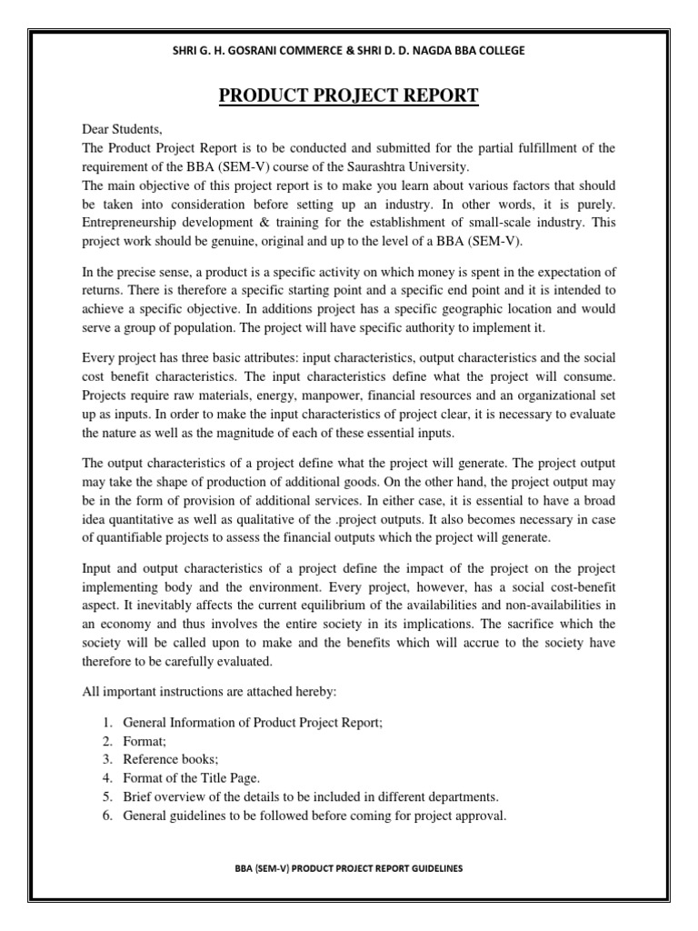 Bba (Sem-V) Product Project Report Guidelines | PDF | Factors Of ...