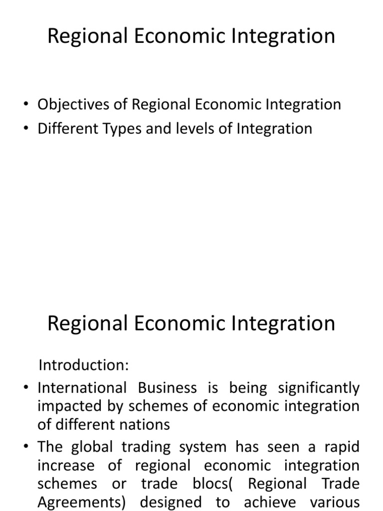 Overview of Regional Economic Integration | PDF | Economic Integration ...