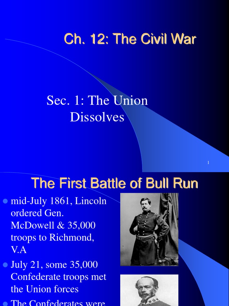 Ch. 12: The Civil War: Sec. 1: The Union Dissolves | PDF | Confederate ...