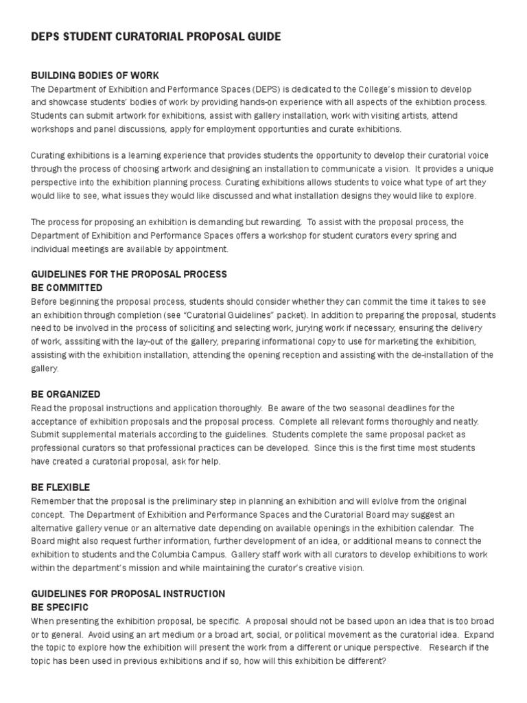 Student Curatorial Proposal Guide | PDF | Curator | Art Museum