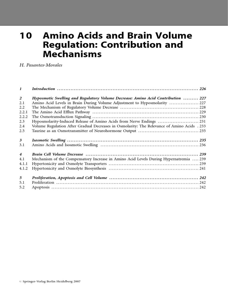 10 Amino Acids and Brain Volume Regulation Contribution and Mechanisms ...