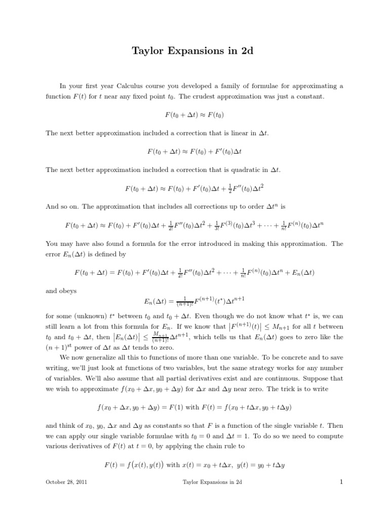 Taylor Expansions in 2d | PDF | Calculus | Mathematical Objects