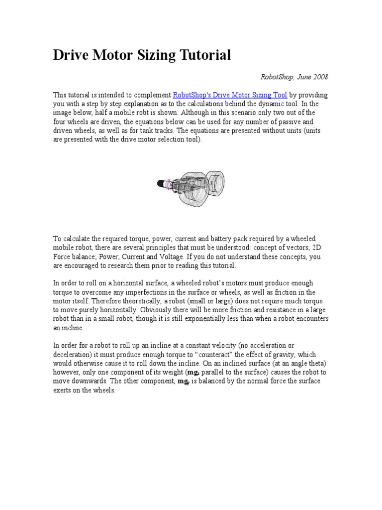 Robotshop'S Drive Motor Sizing Tool | PDF | Torque | Friction