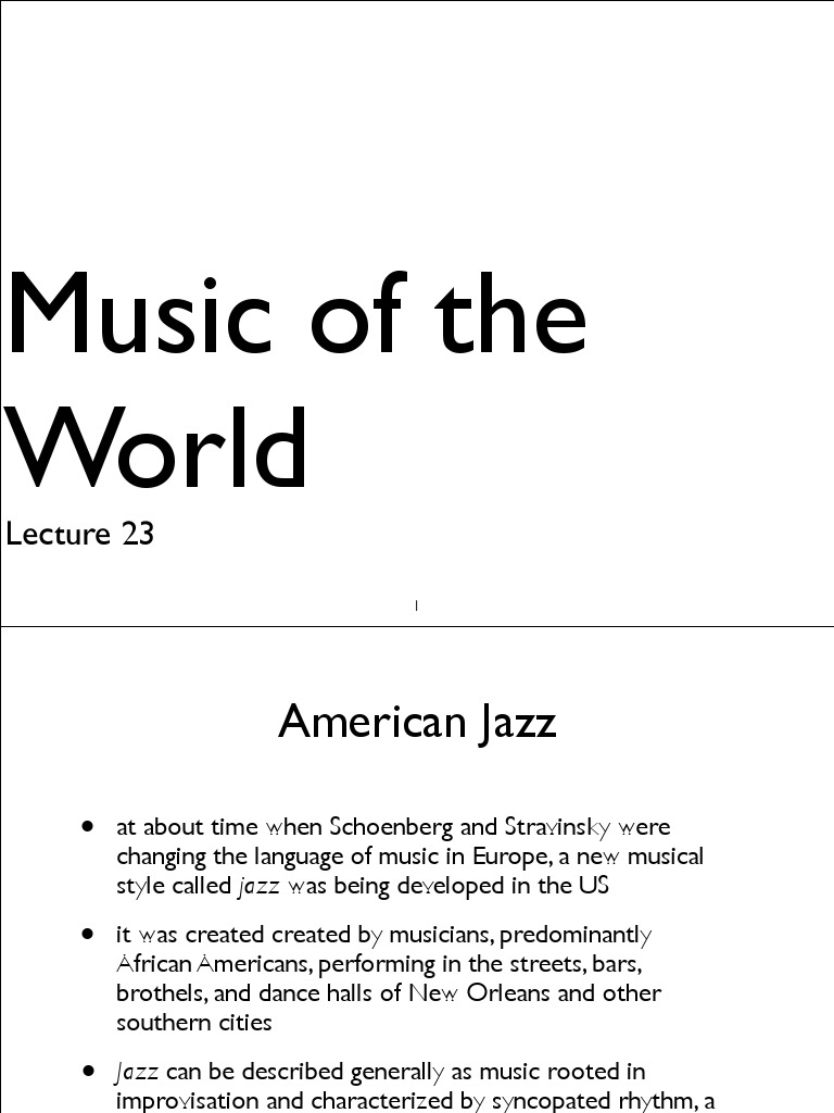 Lecture 23 | PDF | Jazz | Blues