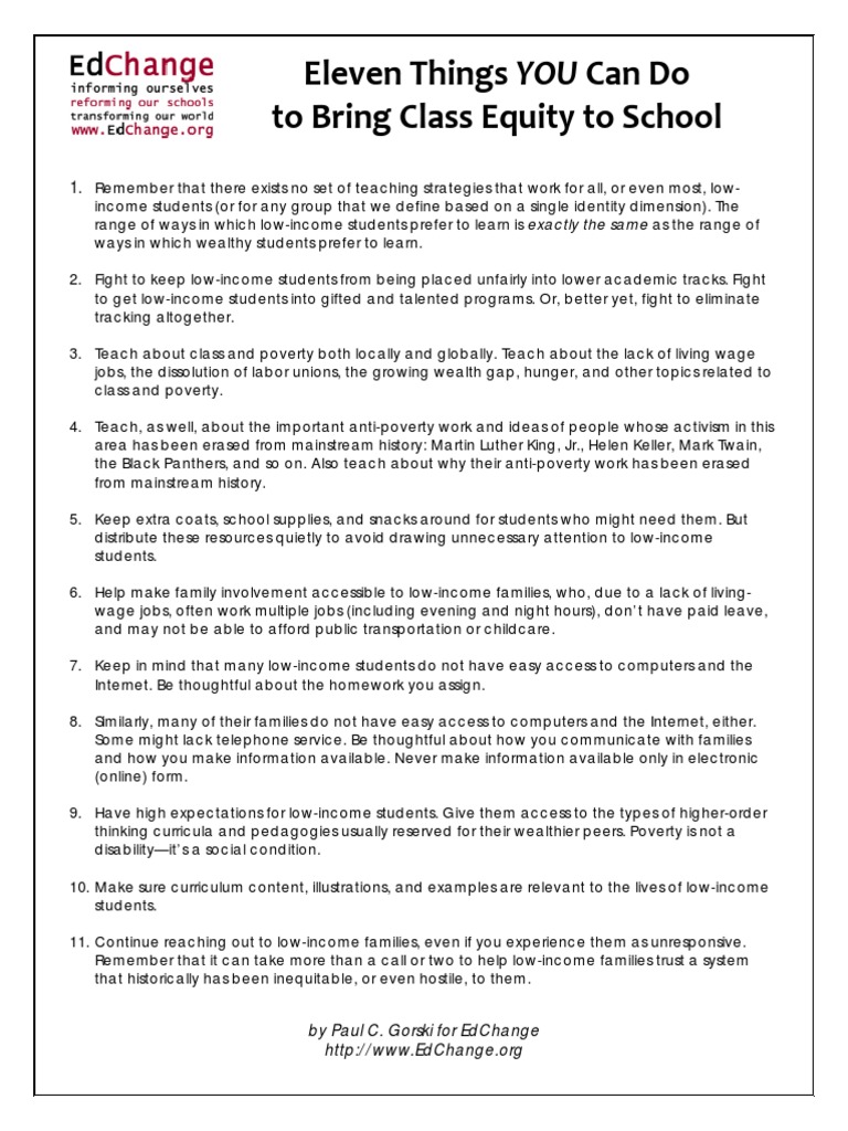 Class Equity Strategies for Schools | PDF | Poverty Reduction | Poverty