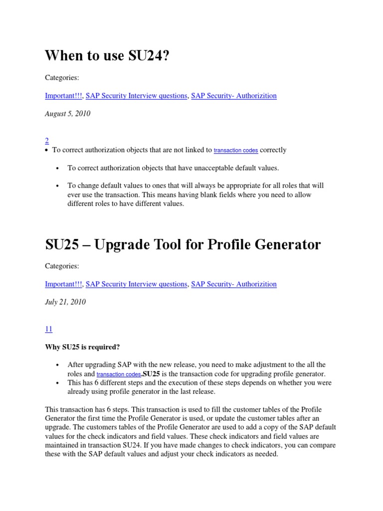 When To Use SU24?: Important!!! SAP Security Interview Questions SAP ...