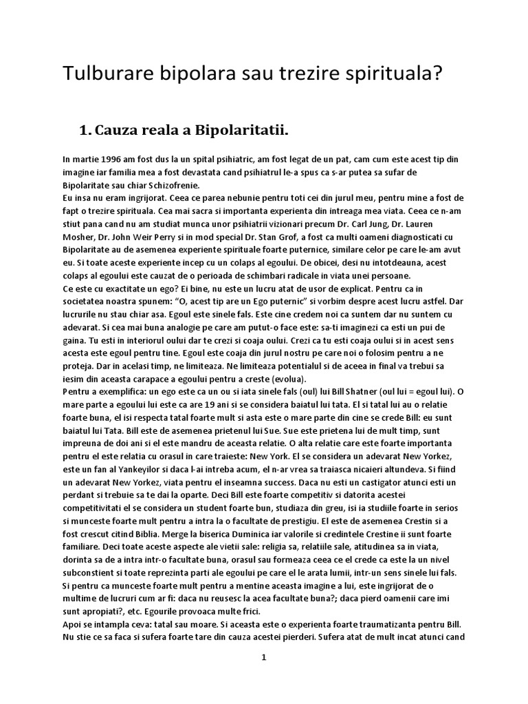 Tulburare Bipolara Sau Trezire Spirituala | PDF