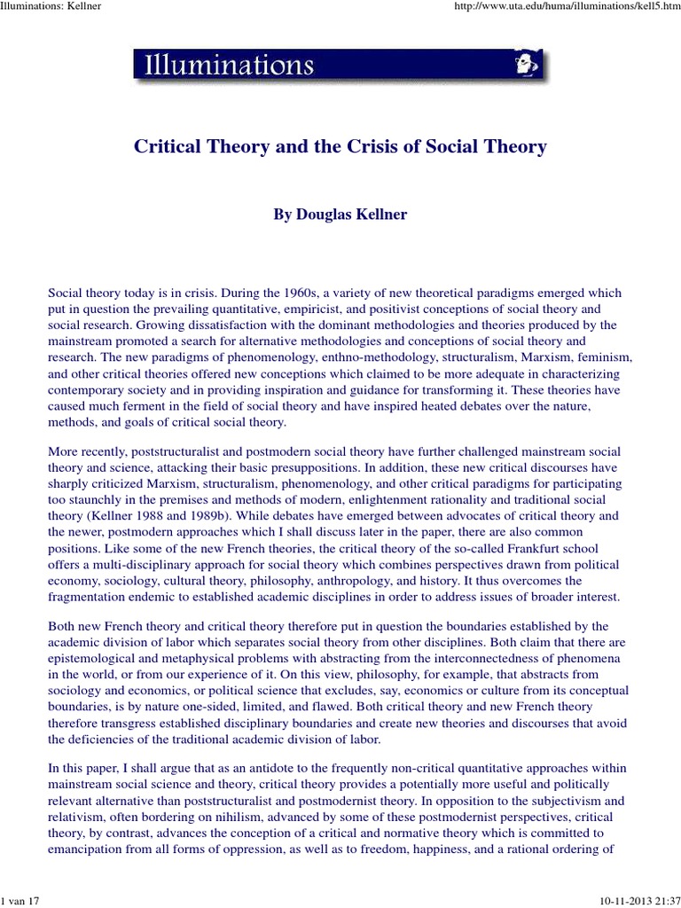 Critical Theory and The Crisis of Social Theory | PDF | Frankfurt ...