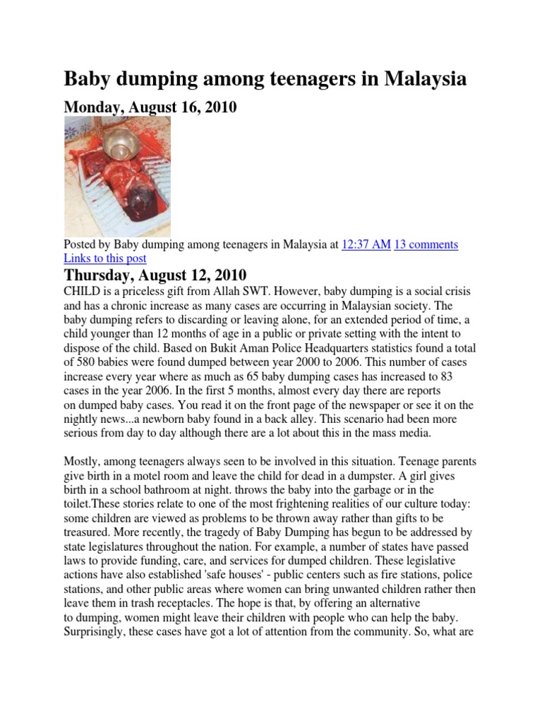 Teenage Baby Dumping Crisis in Malaysia | PDF | Abortion | Infants