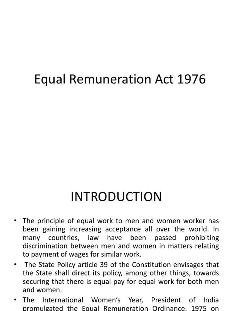 Equal Remuneration Act, 1976 | PDF | Equal Pay For Equal Work | Employment