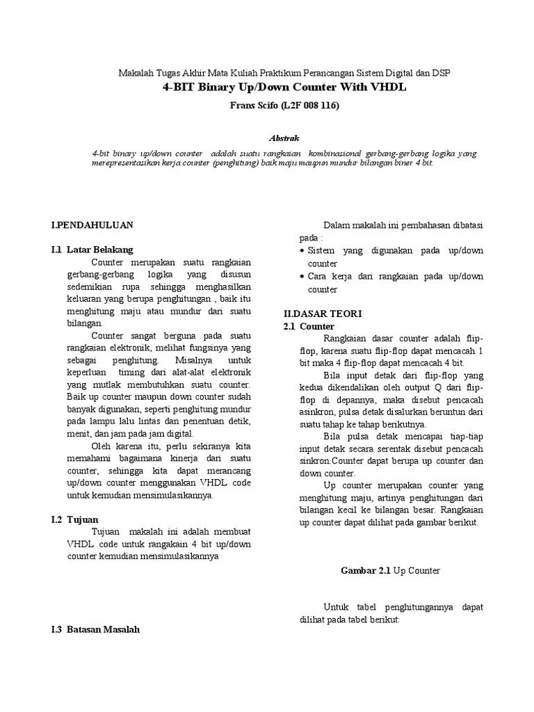 4-BIT Binary Up/Down Counter With VHDL | PDF