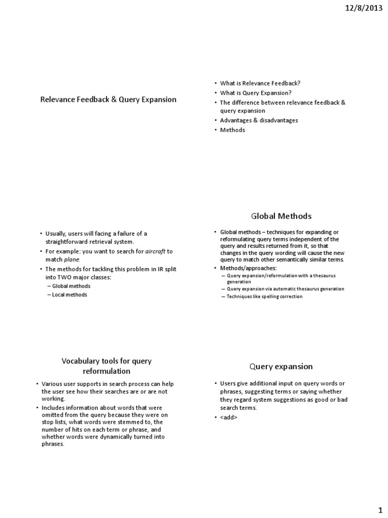 Relevance Feedback & Query Expansion | PDF | Information Retrieval ...