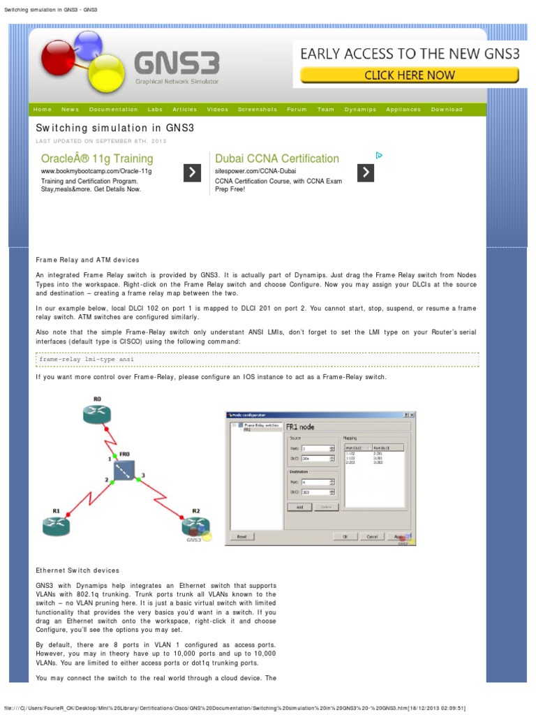 Switching Simulation in GNS3 - GNS3 | PDF | Network Switch | Internet ...