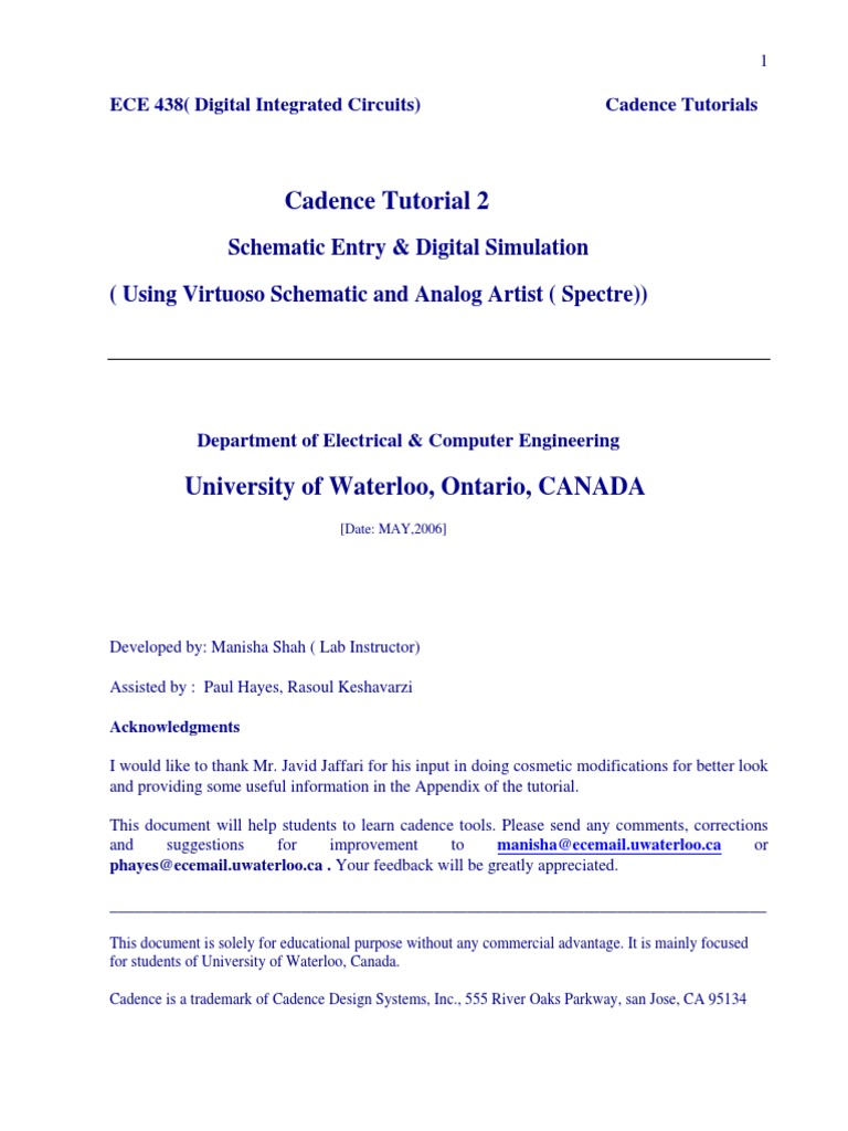 Cadence Tutorial 2 - Virtuoso Schematic & Spectre | PDF
