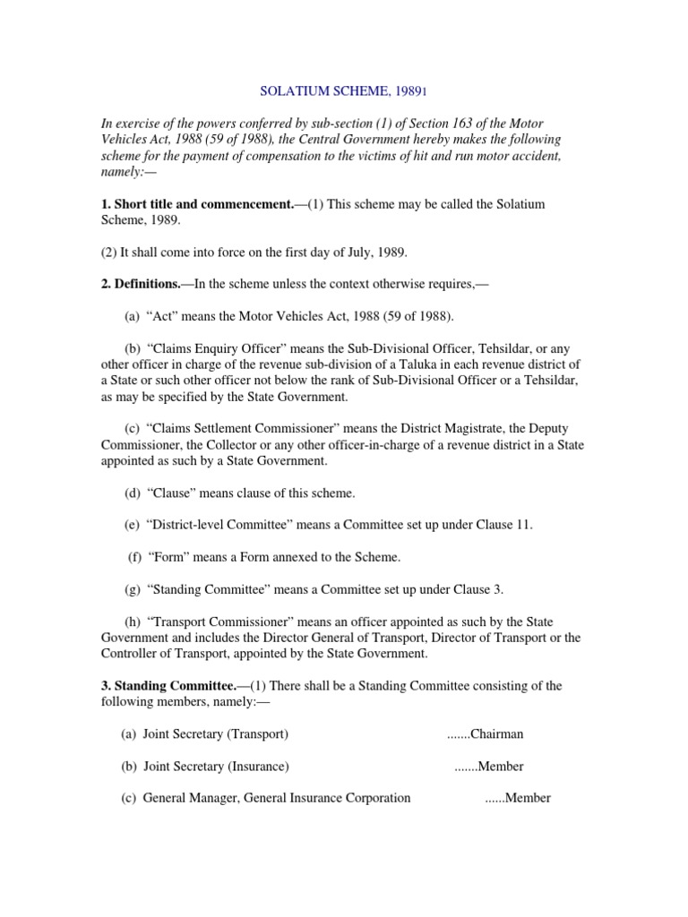 Short Title and Commencement. - (1) This Scheme May Be Called The ...