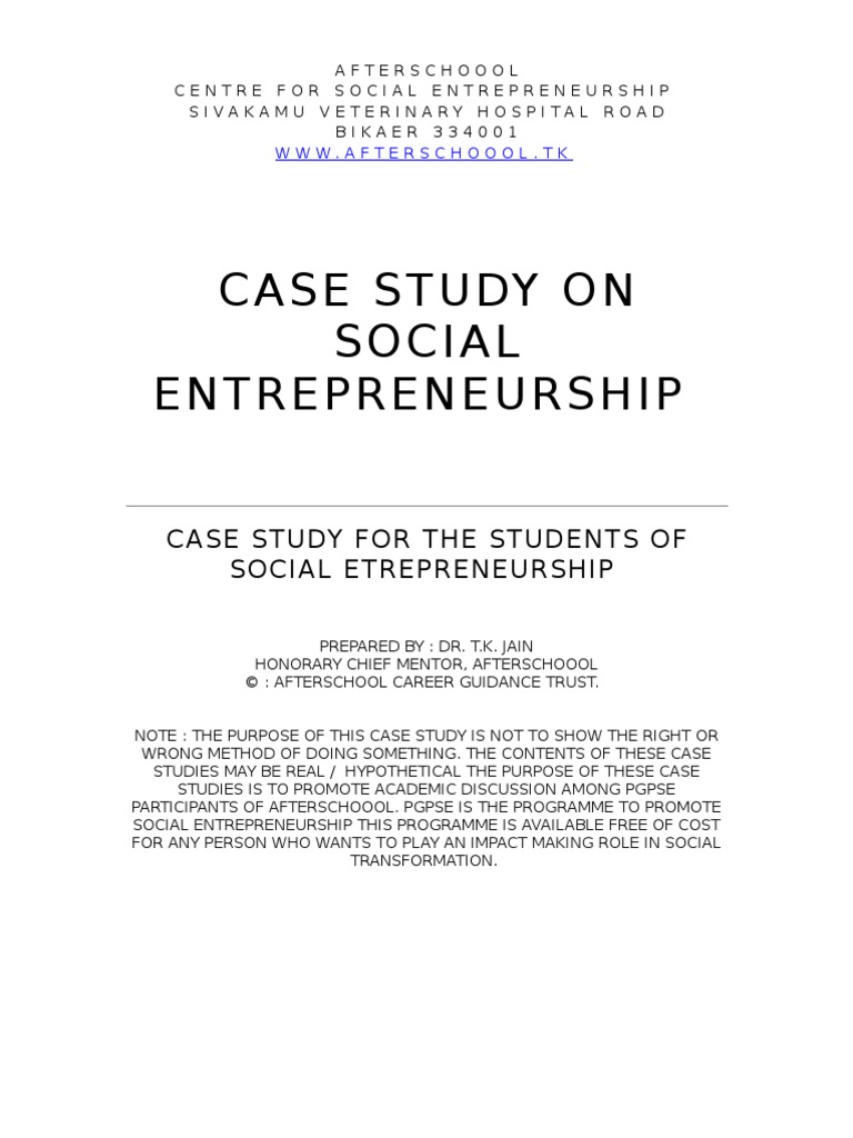Case Study On Social Entrepreneurship