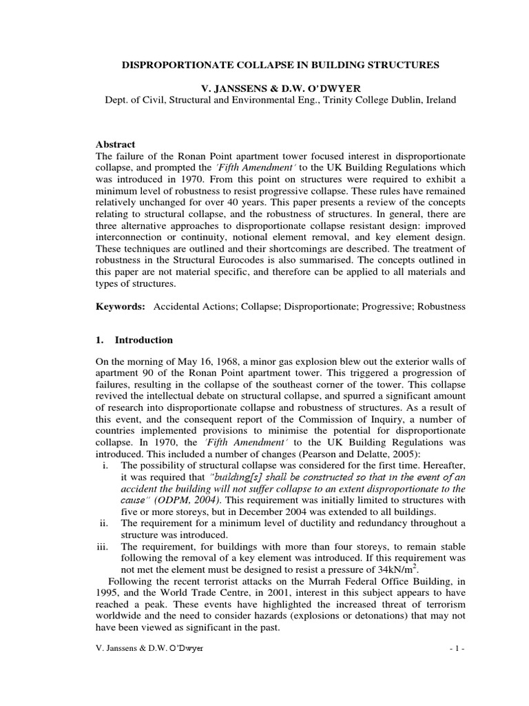 Disproportionate Collapse in Building Structures | PDF | Structural ...