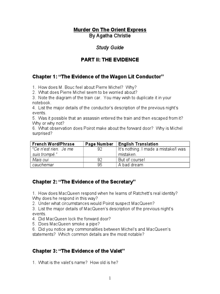 Study Guide Part II | PDF | Hercule Poirot | Agatha Christie Characters