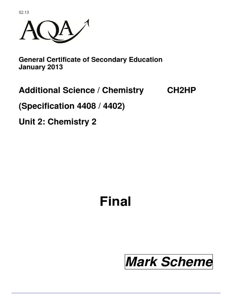 Chemistry Unit 2 Mark Scheme | PDF | Chemical Bond | Test (Assessment)