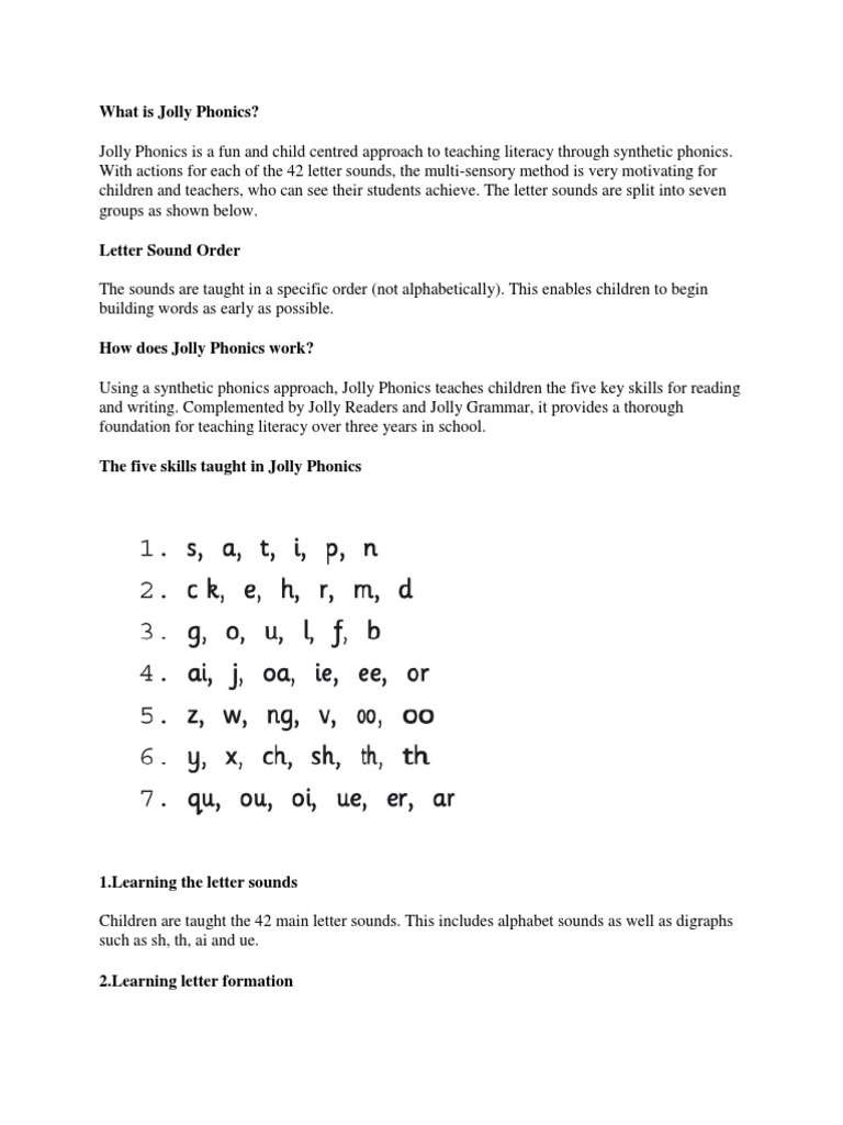Jolly Phonics Teaching Reading and Writing | PDF | Phonics | Pedagogy