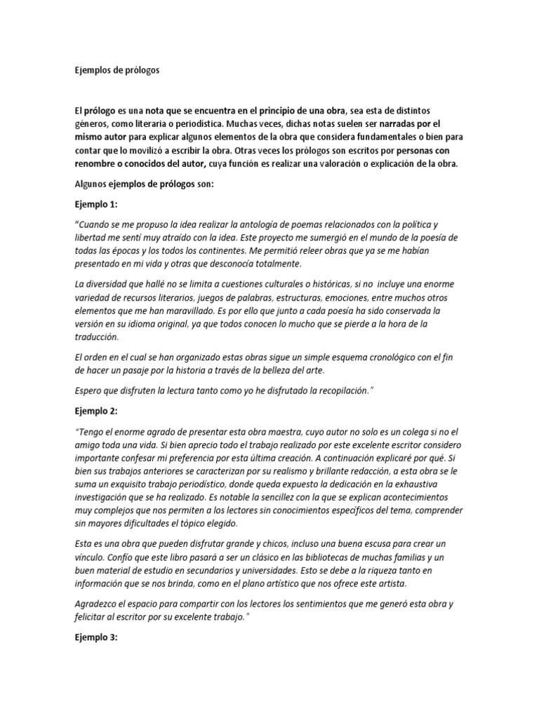 Ejemplos de prólogos literarios | PDF | Poesía | Publicación