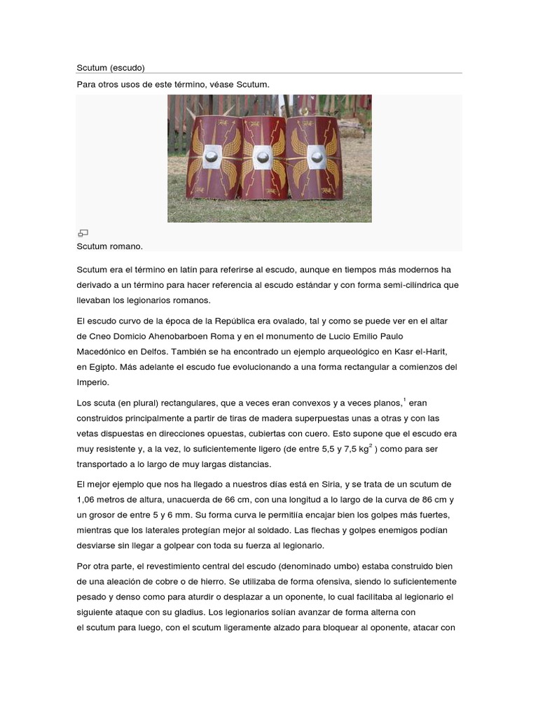 Escudo Romano: El Scutum y su Uso | PDF | Roma antigua | Militares de ...